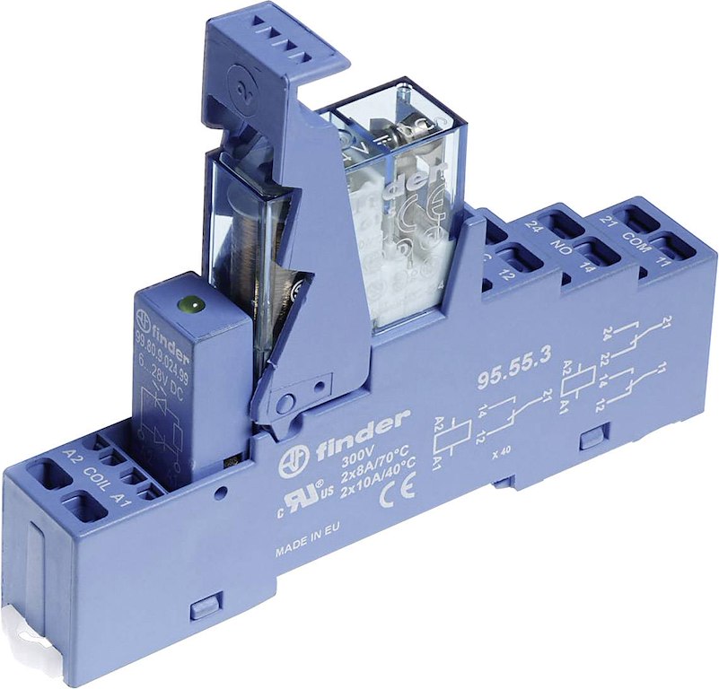 Finder 49.72.9.024.0050 relejni modul Nazivni napon: 24 V/DC 2 komutacija