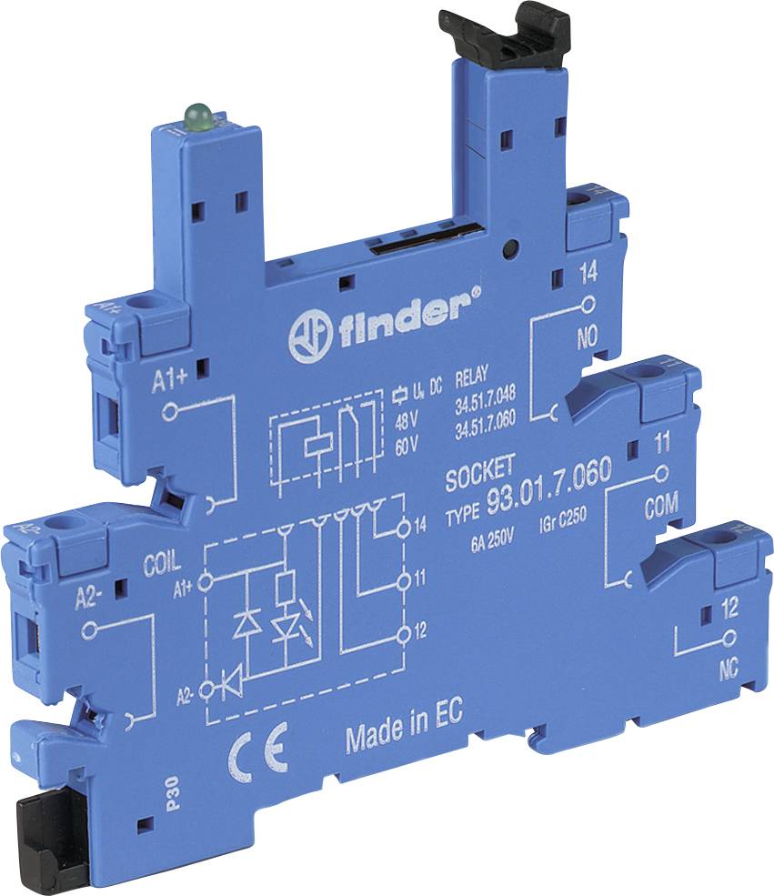 Finder 93.01.3.125 podnožje releja zavrtanj profilna šina 75,6 mm