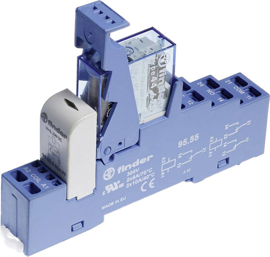 Finder 48.72.9.024.0050 relejni modul Nazivni napon: 24 V/DC Uklopna struja (maks.): 8 A 2 kom.