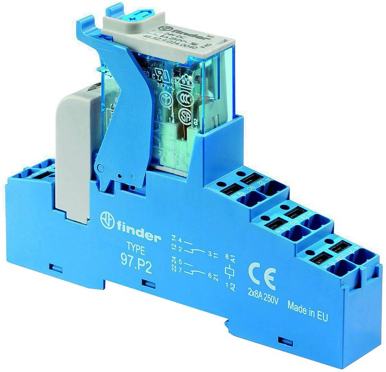 Finder 4C.P2.9.012.0050 LED relejni interfejs modul Nazivni napon: 12 V/DC Preklopna struja (maks.): 8 A 2 kom.