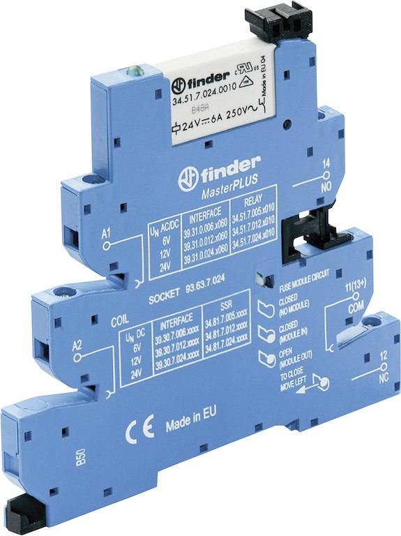 Finder 39.31.0.024.0060 spojni relej 24 V/DC, 24 V/AC 6 A 1 promena