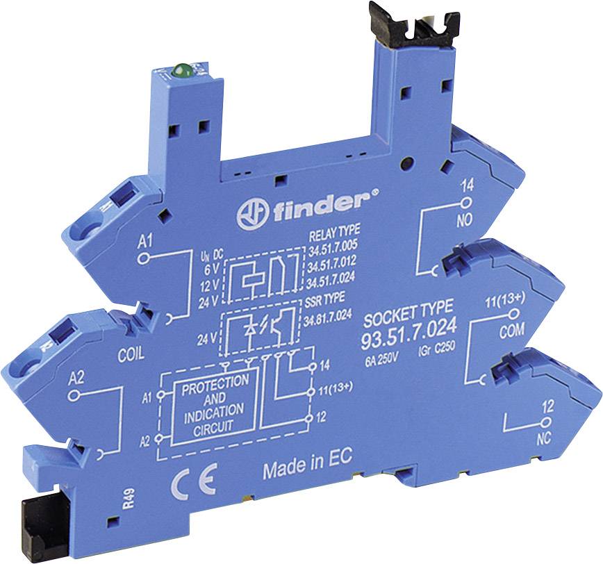 Finder 93.51.7.060 podnožje releja serija 34 opružna stezaljka 93,6 mm