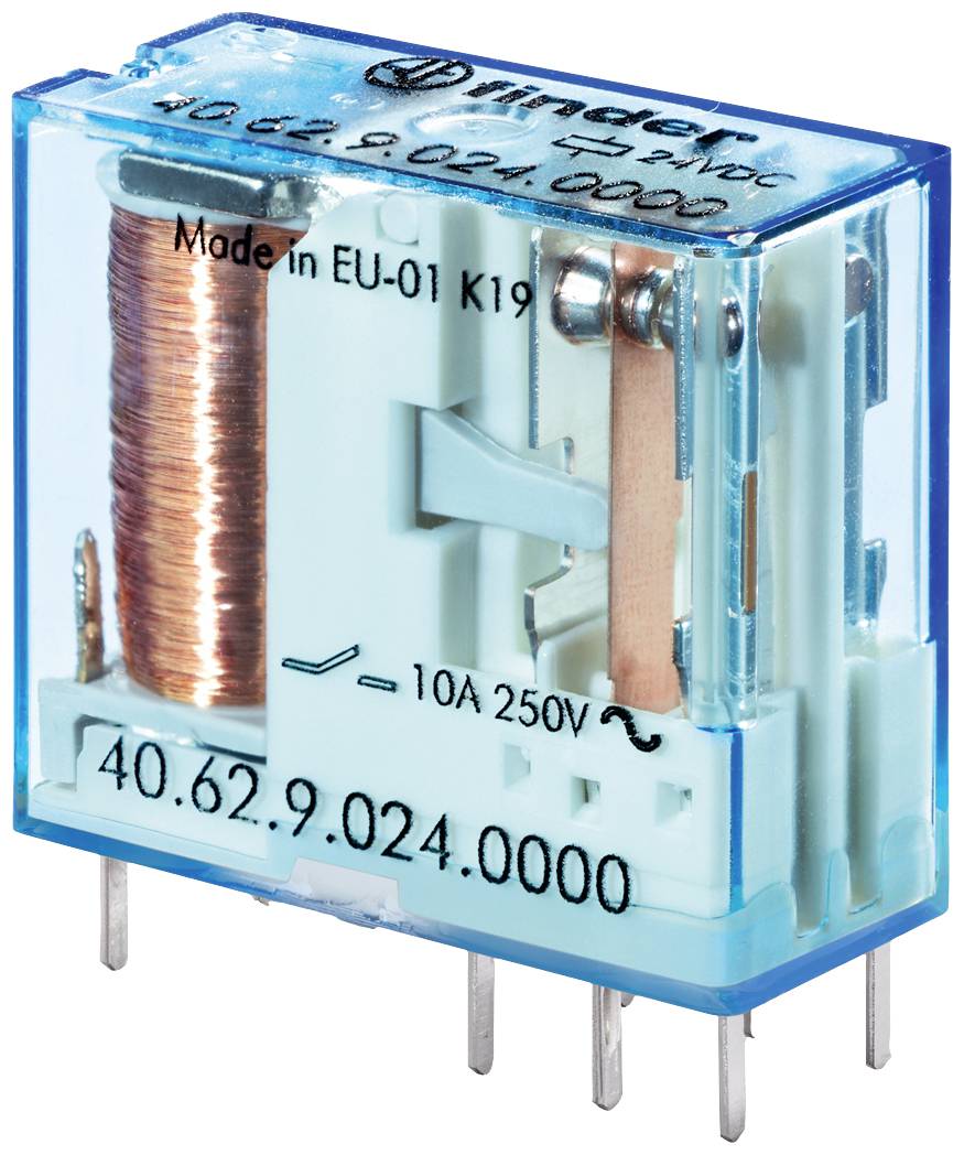 Relej sa utikacem i prikljuccima za stampanje, 2 preklopna kontakta za 10 A, kalem 12 V DC Finder 40.62.9.012.0000 PCB relej 12 V/DC 10 A 2 preklopnika