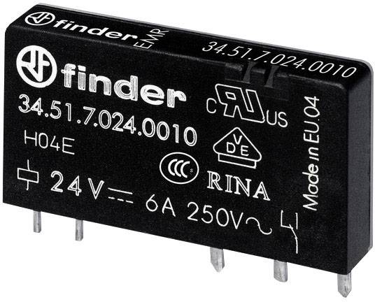 Finder 34.51.7.024.4010 PCB relej 24 V/DC 6 A 1 promena