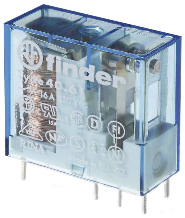 Relej sa uticnim i izlaznim terminalima, 1 preklopni kontakt za 16 A, kalem 48 V DC Finder 40.61.9.048.4000 relej 250 V/AC, 400 V/AC