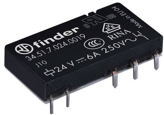 Finder 34.51.7.024.0019 PCB relej 24 V/DC 6 A 1 promena