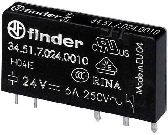 Finder 34.51.7.024.0310 PCB relej 24 V/DC 6 A 1 NE