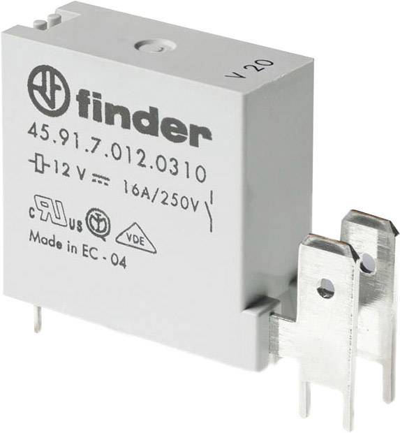 Relej, periv, sa stampanim i ravnim konektorima, 1 prikljucni kontakt 16 A, kalem 12 V DC osetljiv Finder 45.91.7.012.0311 PCB relej 12 V/DC 16 A 1 NE