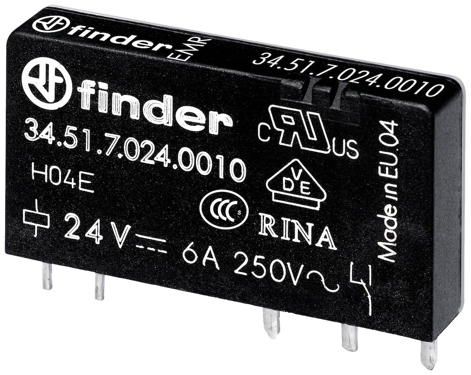 Finder 34.51.7.024.0310 relej za štampanu pločicu 24 V/DC 6 A 1 zatvarač 5 mm