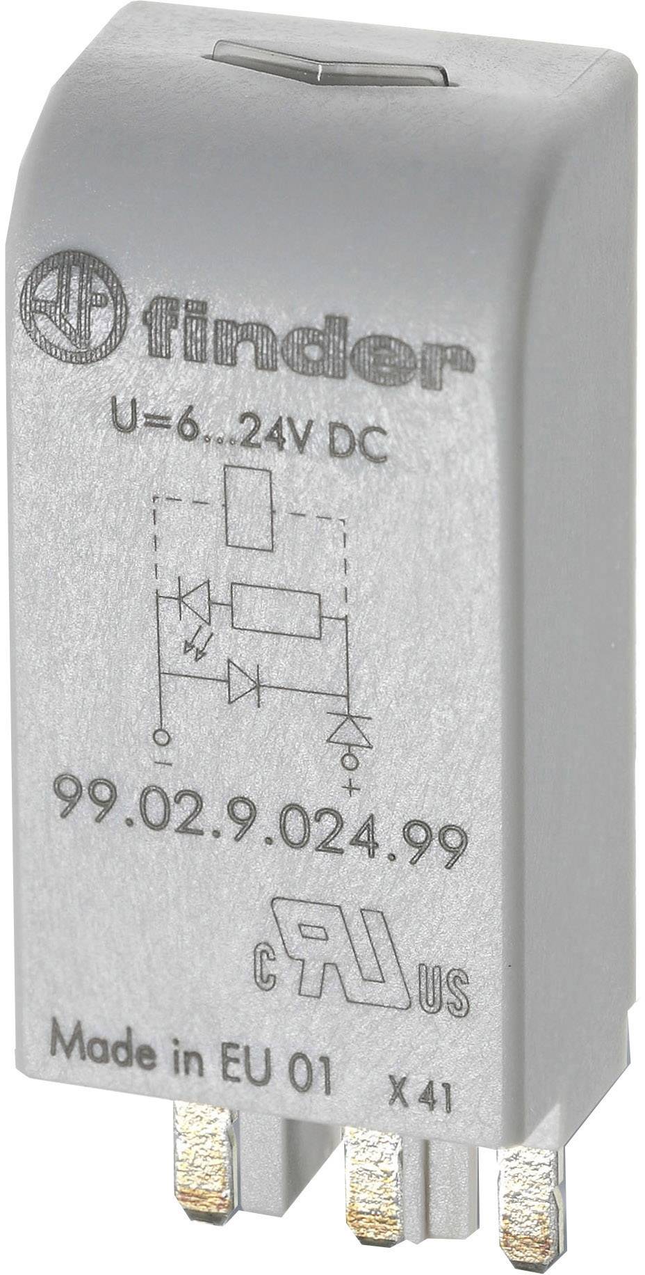 Uticni modul Finder sa kolom za suzbijanje EMC smetnji, sa RC elementom 99.02.0.024.09 Pogodan za model (relej): Finder 96.04, Finder 96.02