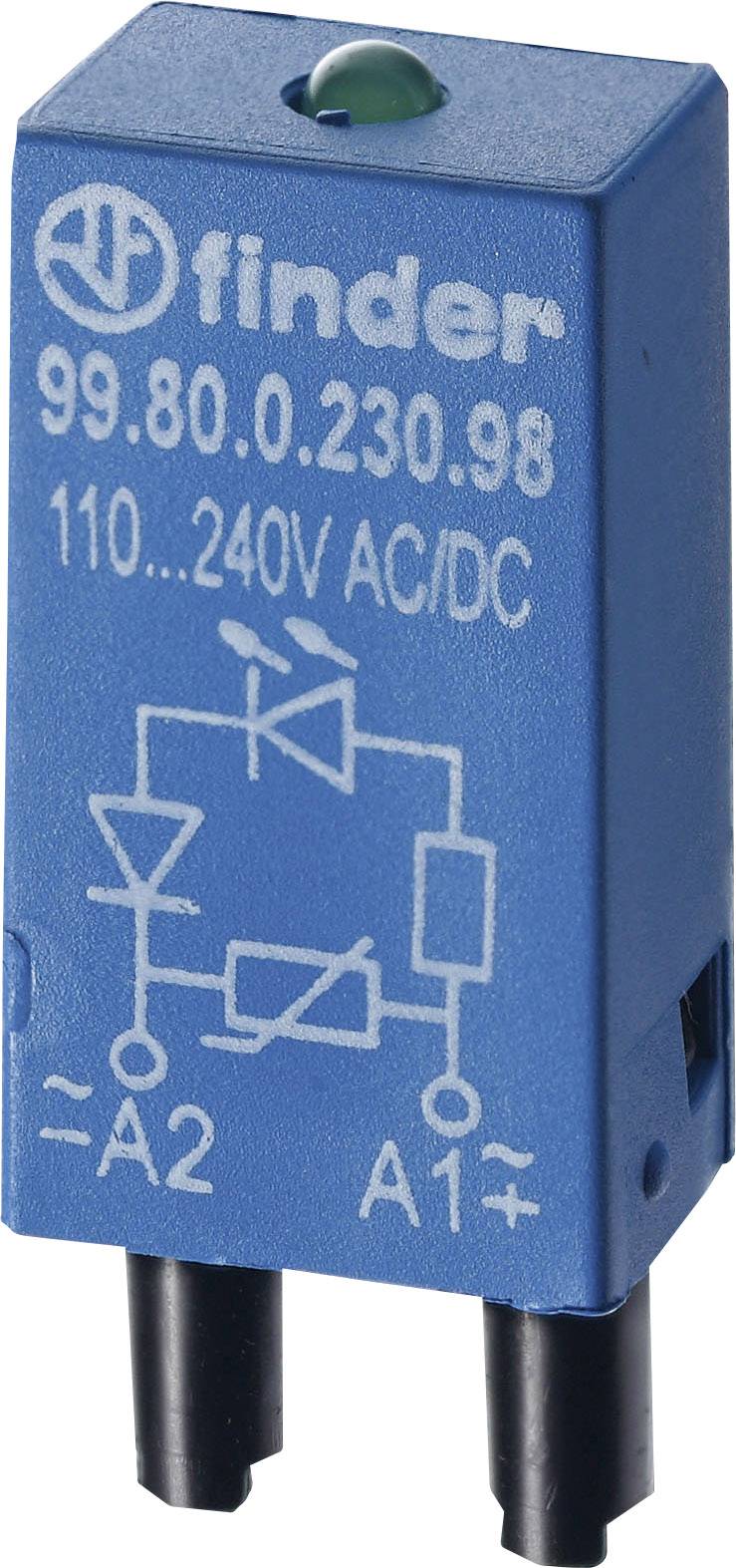 Finder plug-in modul sa LED diodom, sa supresor diodom 99.80.9.024.99 Boja svetla (LED sijalica): zelena Pogodno za model (relej): Finder 94.54.1, Finder 94.84.3, Finder 95.85.3, Finder 95.95.3