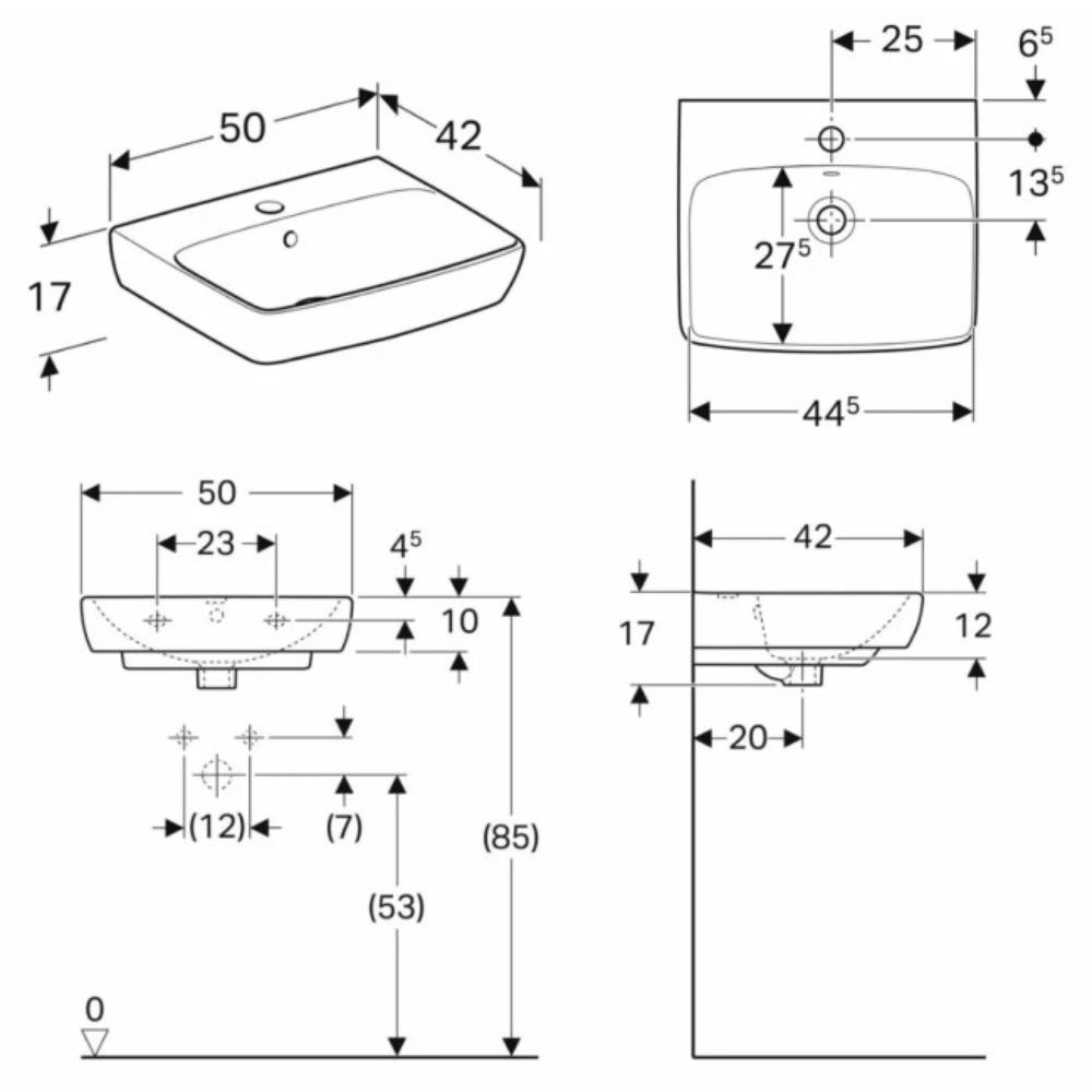 Lavabo geberit 500x420mm selnova square
