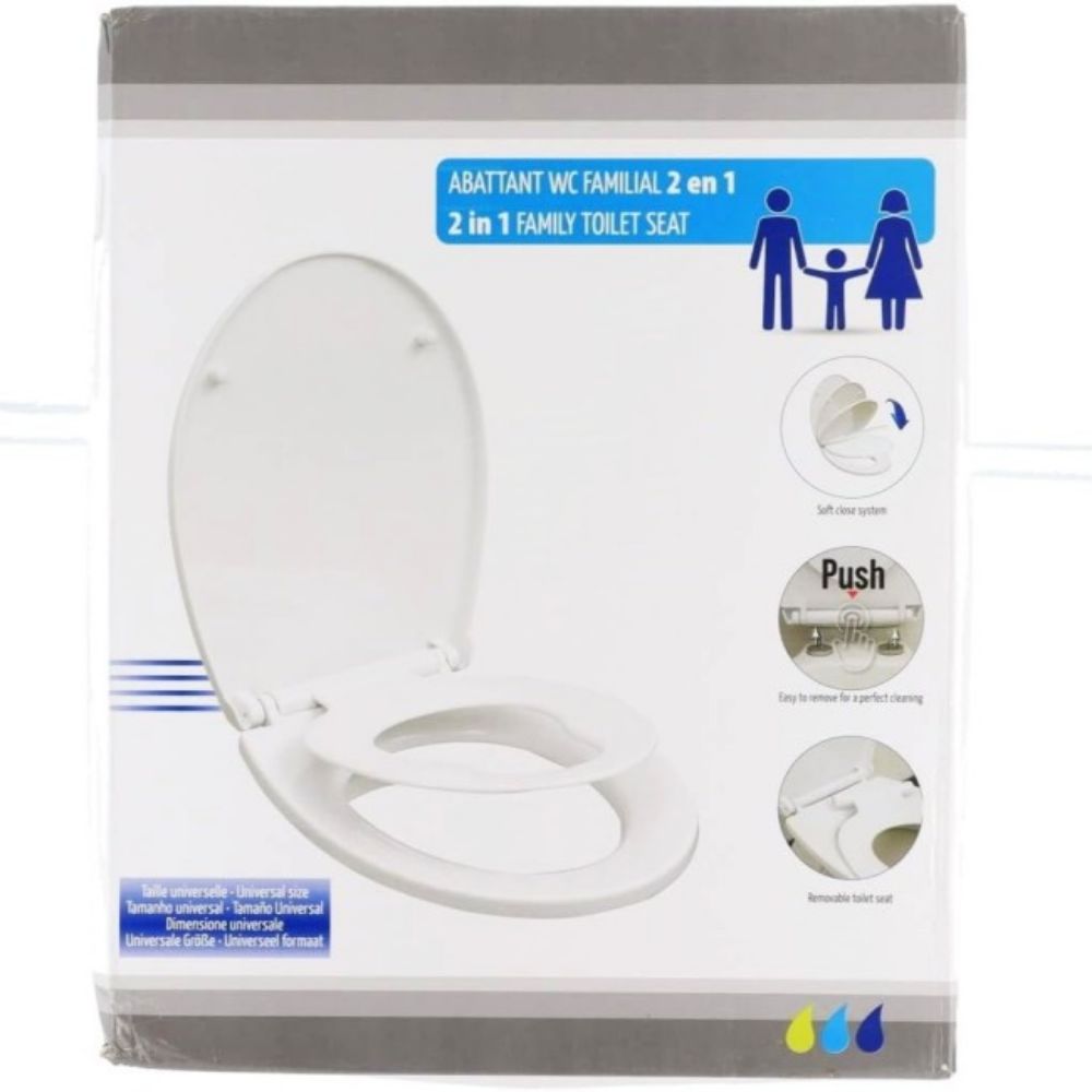 Wc daska soft close sa integrisanom dečijom redukcijom 37x46 cm pp bela tendance
