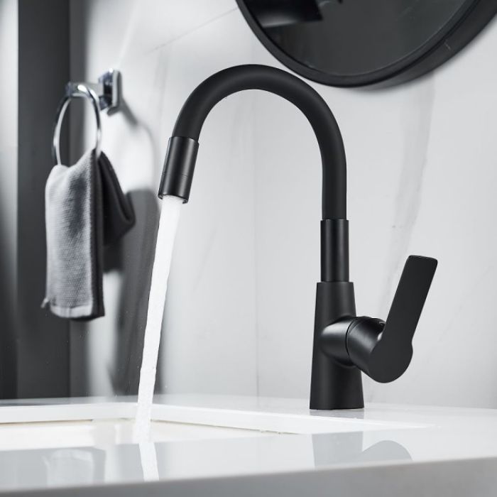 Slavina za lavabo stojeća jednoručna alisado crna