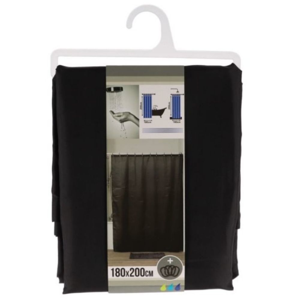 Zavesa za kadu 180x200cm poliester crna tendance