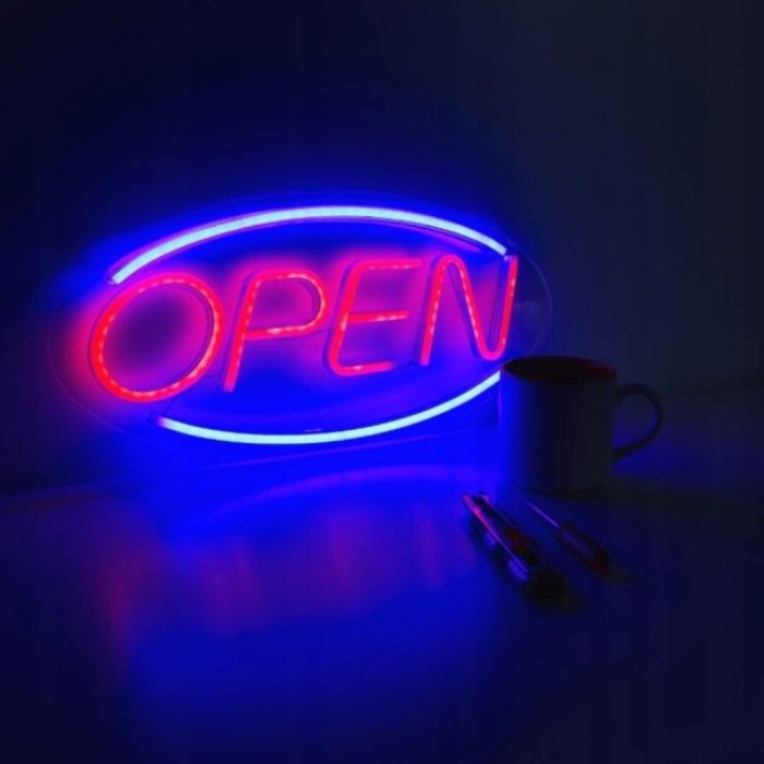 Znak neon "open" 45x22 cm
