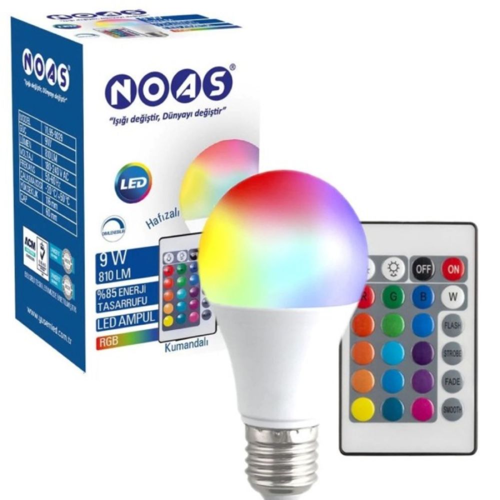 Sijalica led u boji rgb 9w+daljinski
