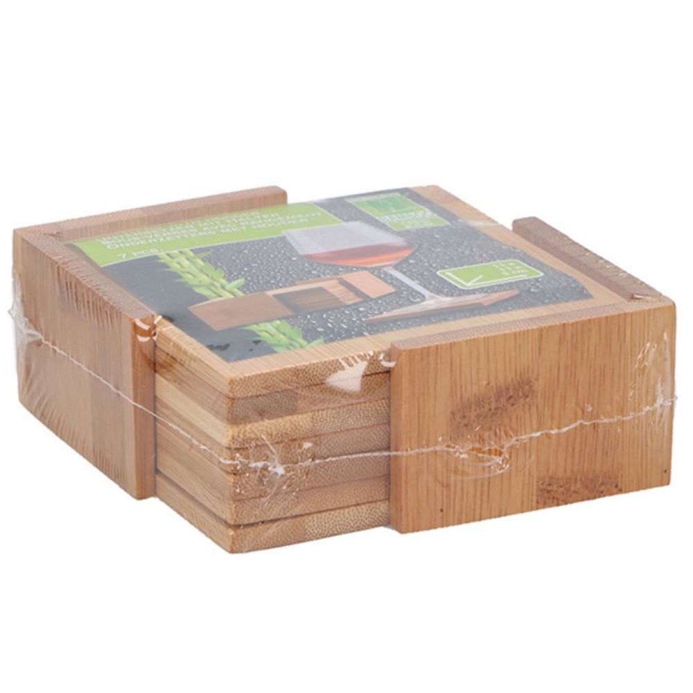 Podmetač za čaše od bambusa 11x11x5cm 7 kom.