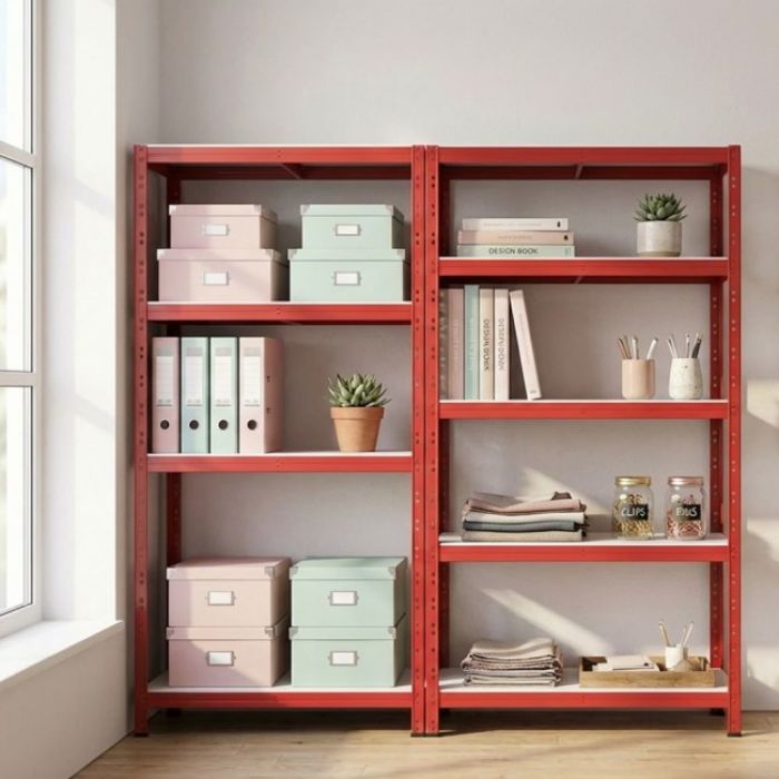 Polica crvena 180x90x40cm 5 polica mdf