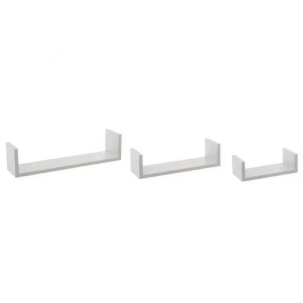 Polica zidna 3 kom 22x10x7, 32x10x8,5, 42x10x10 mdf bela- vertikalna