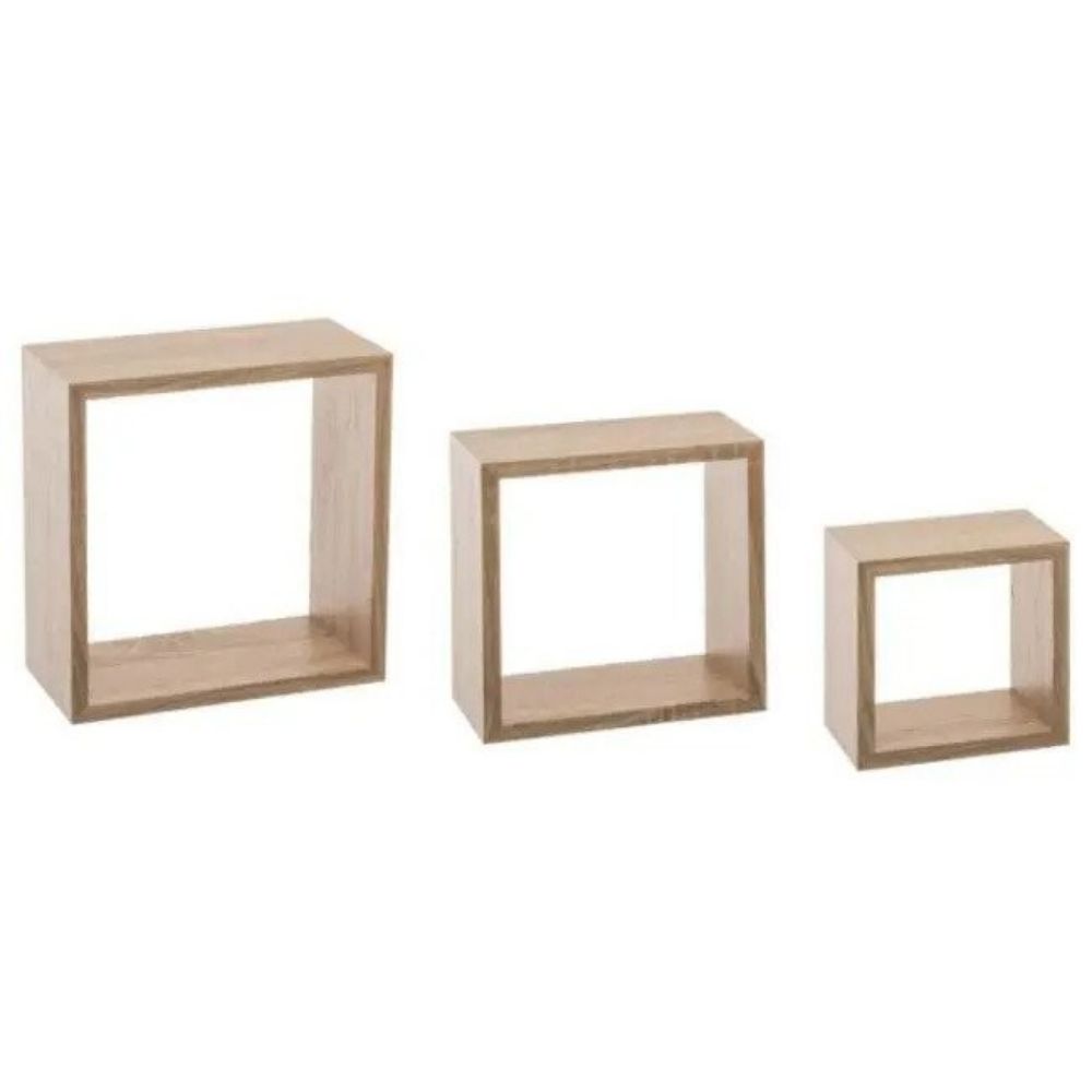 Polica zidna kocka 3 kom 24x12x24, 27x12x27, 30x12x30 mdf natural- jja