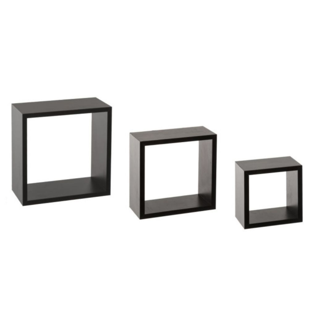 Polica zidna kocka 3 kom 15x9x15, 20x9x20, 25x9x25 mdf crna-five