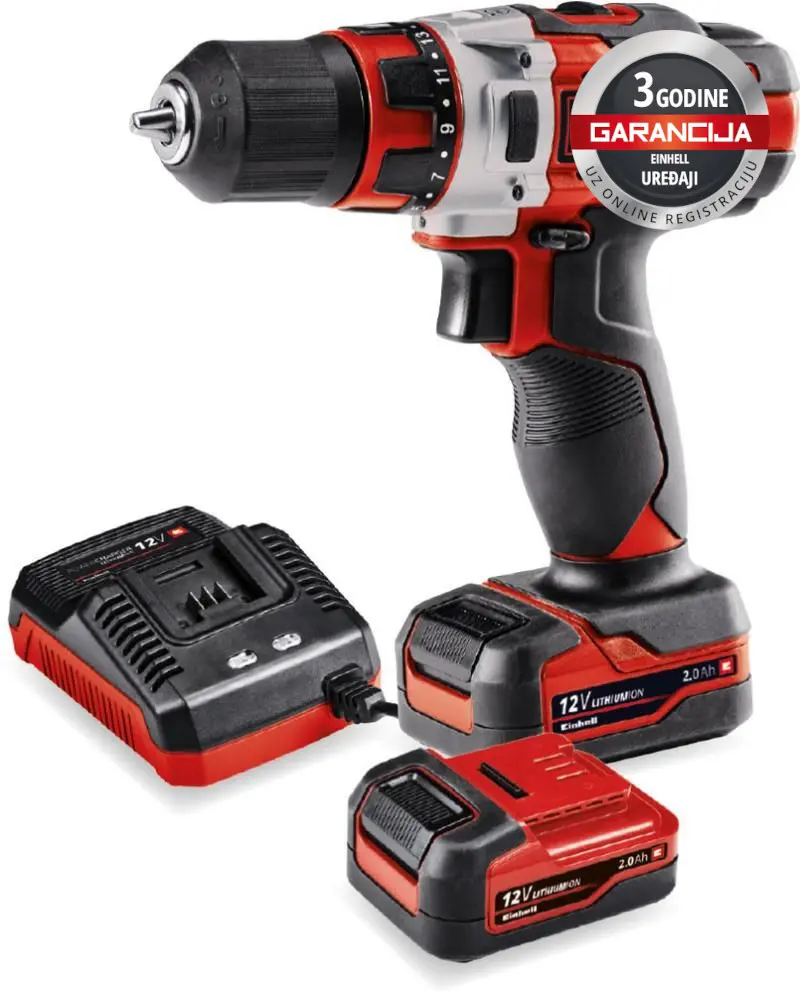 Einhell Akumulatorska bušilica TE-CD 12/1 Li, 2x2.0Ah