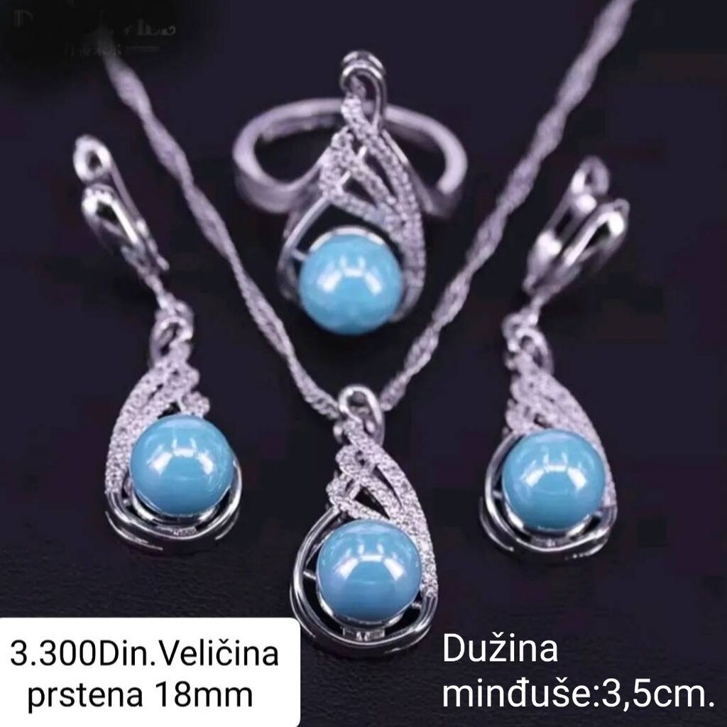 Elegantni posrebreni set nakita sa žigom S925 od hirurskog čelika i
