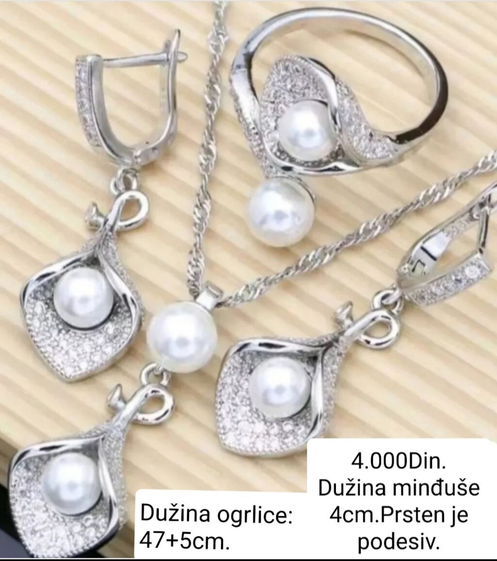 Posrebreni komplet nakita sa žigom S925 u dve boje od hirurskog čelika