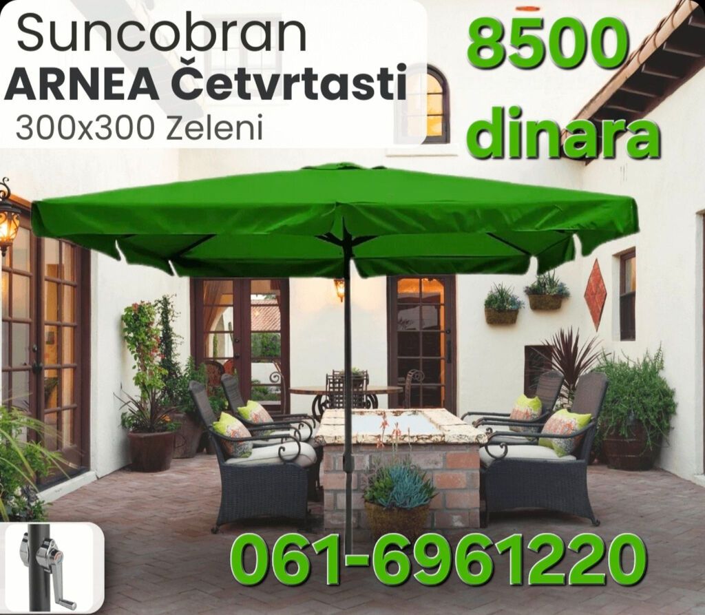 Suncobran ARNEA četvrtasti, zeleni Dimenzije: 300 x 300 cm - Velika