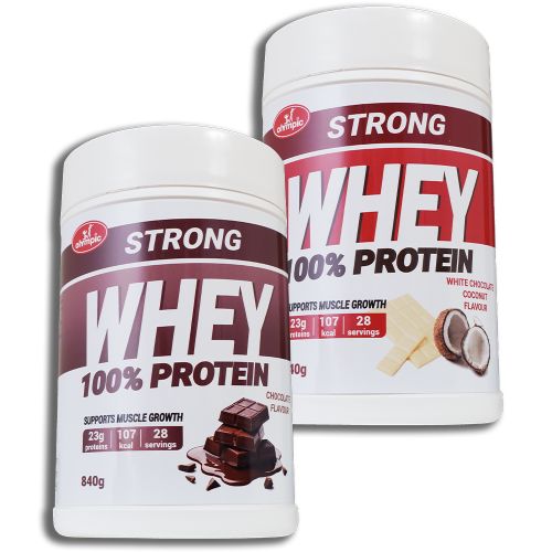 Olympic Protein Strong Whey 100% Čokolada i Bela čoklada-kokos 840g, 2 komada