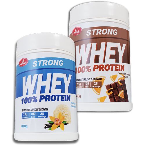 Olympic Protein Strong Whey 100% Vanila i Čoko-oranž 840g, 2 komada