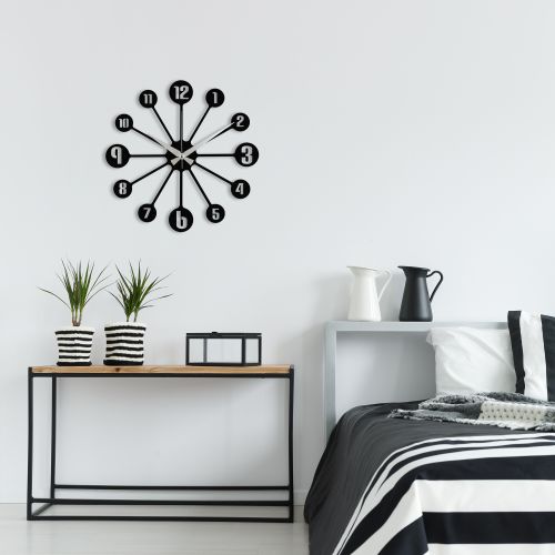 Enzoclock - S014 Crni Dekorativni Metalni Zidni Sat