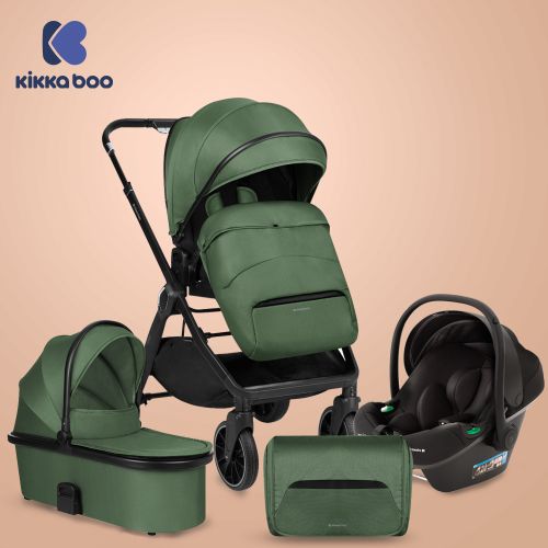 Kikka Boo Kolica Tiffany 3in1 premium set sa autosedištem I-Xtend I-size i tvrdom korpom Army Green