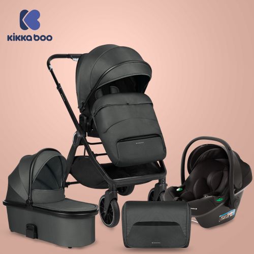 Kikka Boo Kolica Tiffany 3in1 premium set sa autosedištem I-Xtend I-size i tvrdom korpom Dark Grey