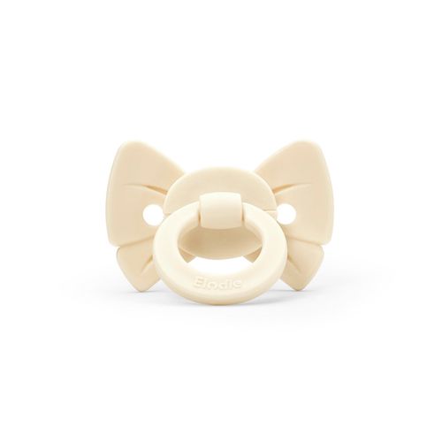 Elodie oat white binky bow silikonska cucla za novorođenče