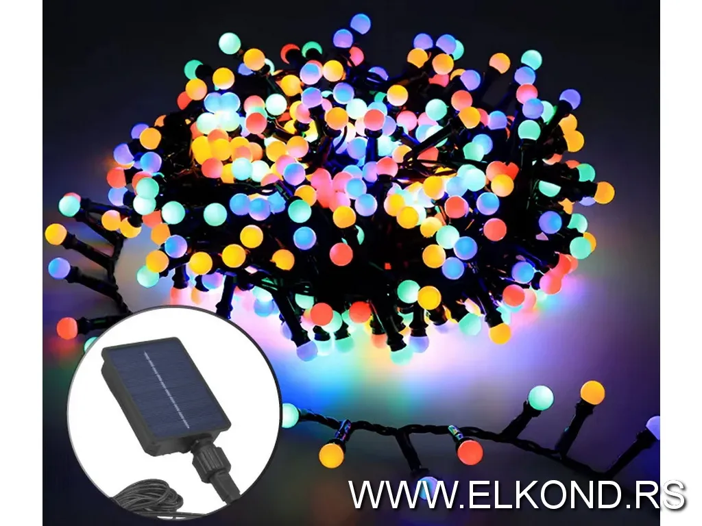 Solarni LED niz 10m 200 višebojnih LED dioda