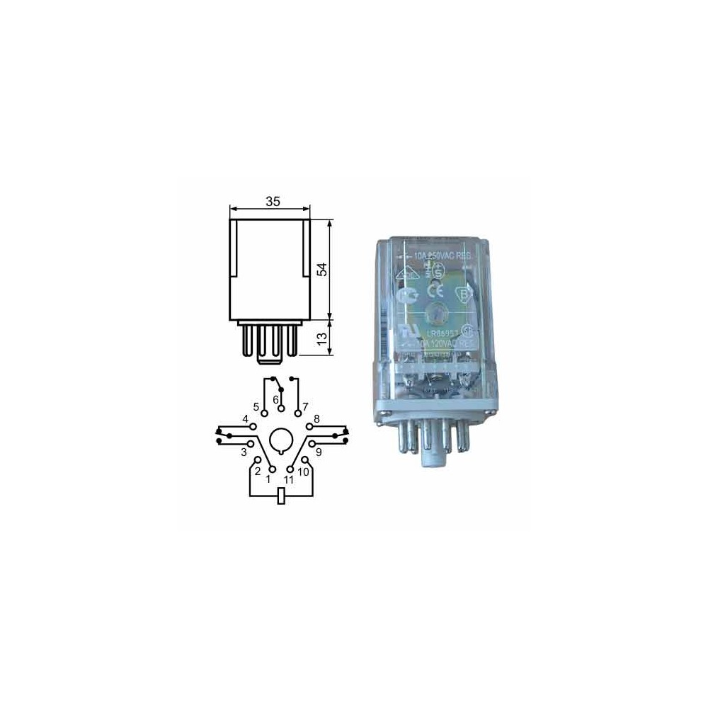 Rele R15 24V AC 3X10A Relpol (PR59)