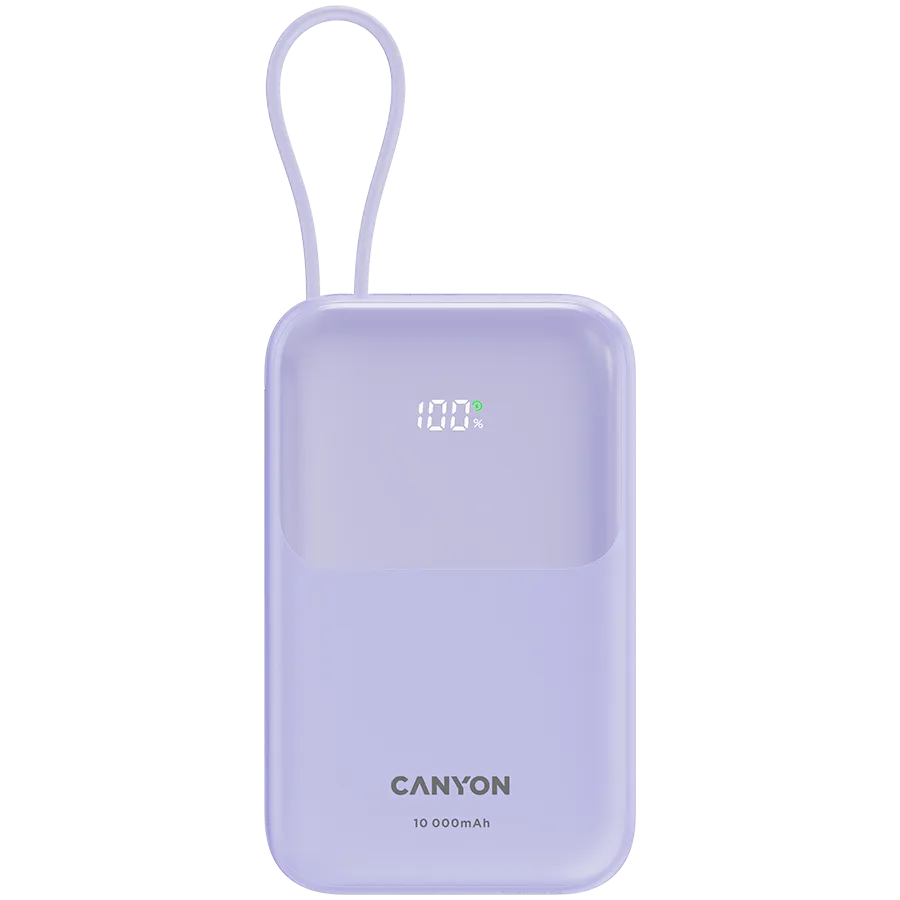 CANYON power bank OnPower 101 built-in cable 10000 mAh PD22.5W Purple