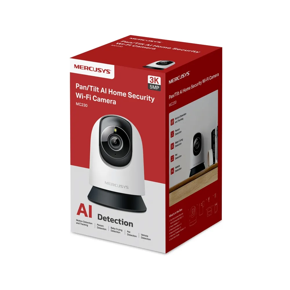 Mercusys MC230 V1.0, Pan/Tilt Home Security Wi-Fi AI Camera