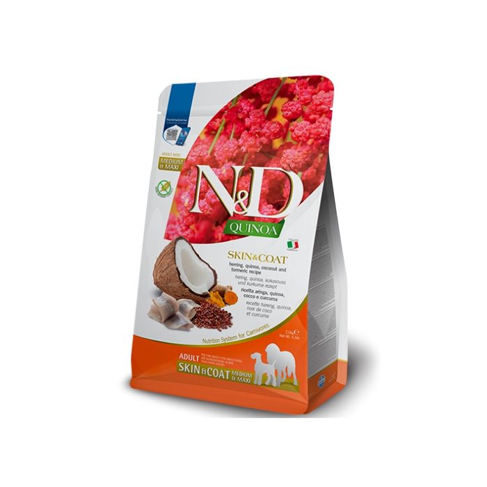 N&D Quinoa: Hrana za podršku koži Med/Max Adult Skin&Coat, Haringa & Kinoa