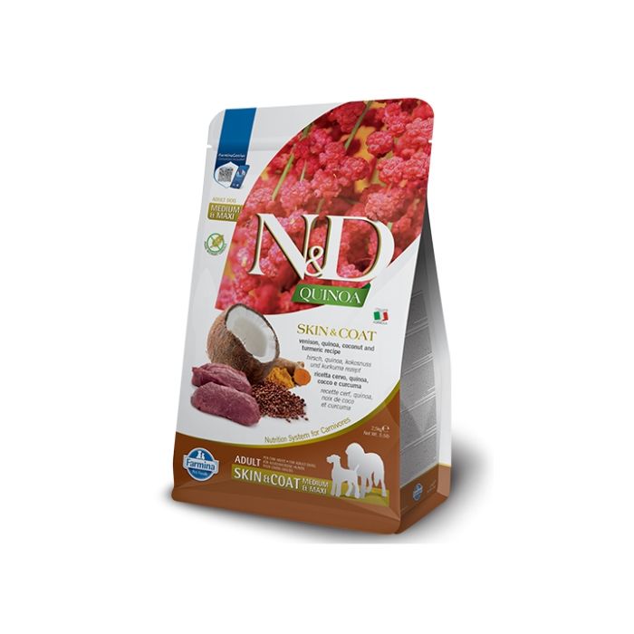 N&D Quinoa: Hrana za podršku koži Med/Max Adult Skin&Coat, Jelen & Kinoa