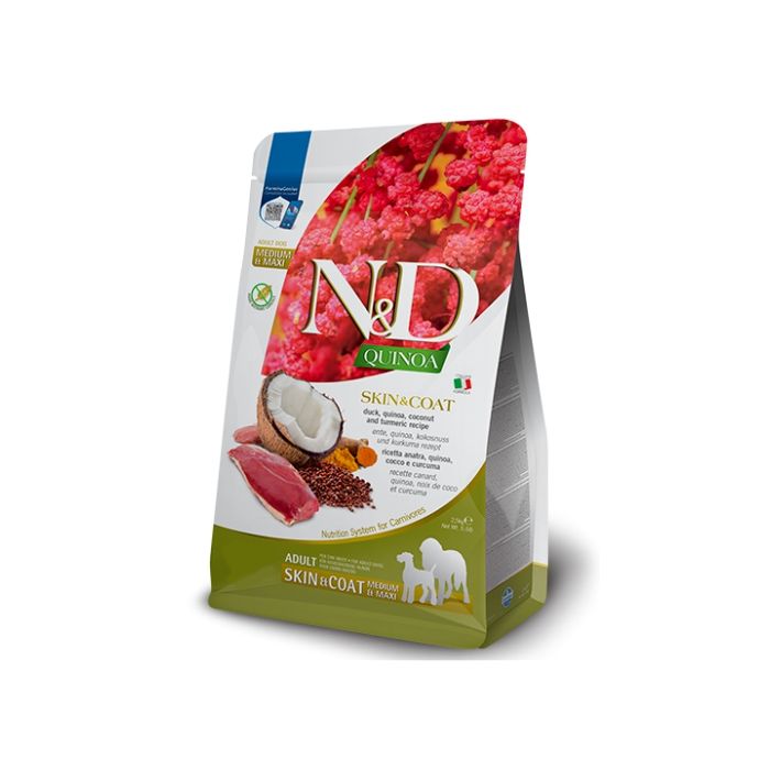 N&D Quinoa: Hrana za podršku koži Med/Max Adult Skin&Coat, Pačetina & Kinoa