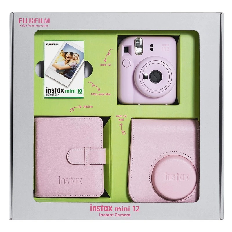 Fujifilm INSTAX MINI 12 Instant Film Camera (Bundle Box Pink)