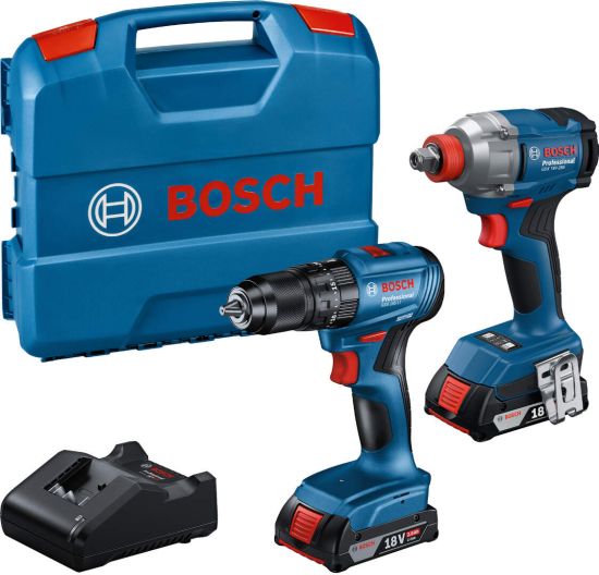 Akumulatorski set Bosch udarni odvrtač GDX 18V-285 + vibraciona bušilica-odvrtač GSB 185-LI; 2x2,0Ah +punjač i kofer (06019N2124)
