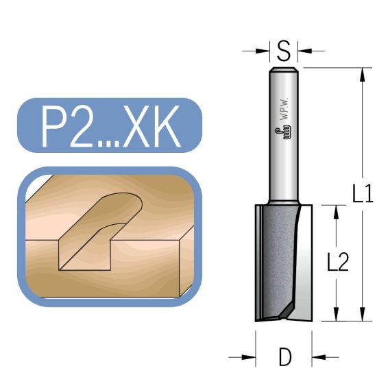 CNC glodalo za drvo ravno sa produženim prihvatom prečnik 20mm, dužina reznog dela 25mm, prihvat 8mm WPW P242005XK