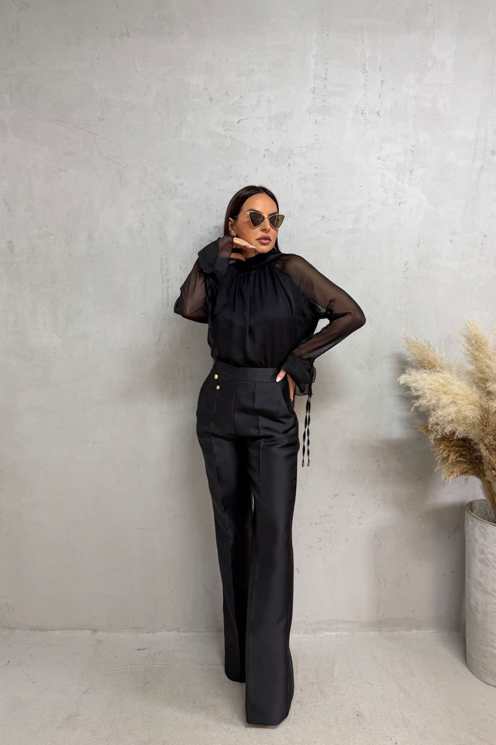 FLEUR BLACK ELEGANTNE PANTALONE