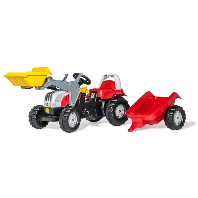 Traktor Na Pedale RollyKid Steyr 6165 CVT Sa Prikolicom I Utovarivačem