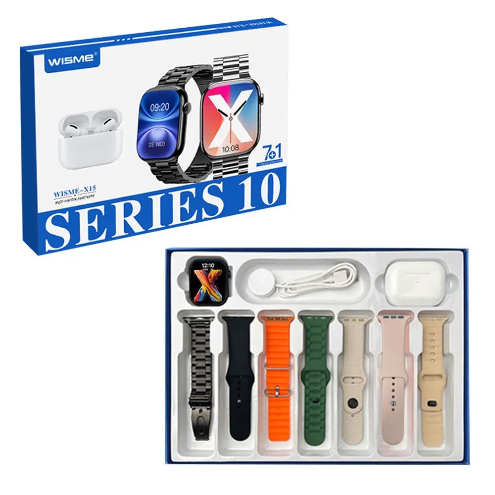 Wisme Smart sat WISME-X15, Crni + Bluetooth slušalice set (7 narukvica)
