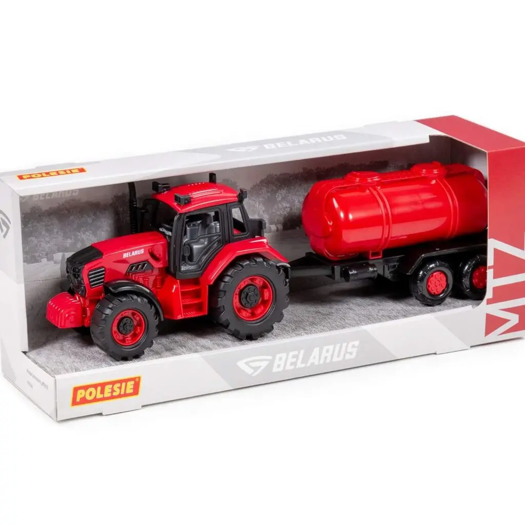 Polesie Igračka traktor sa tenkom, Crveno-crna